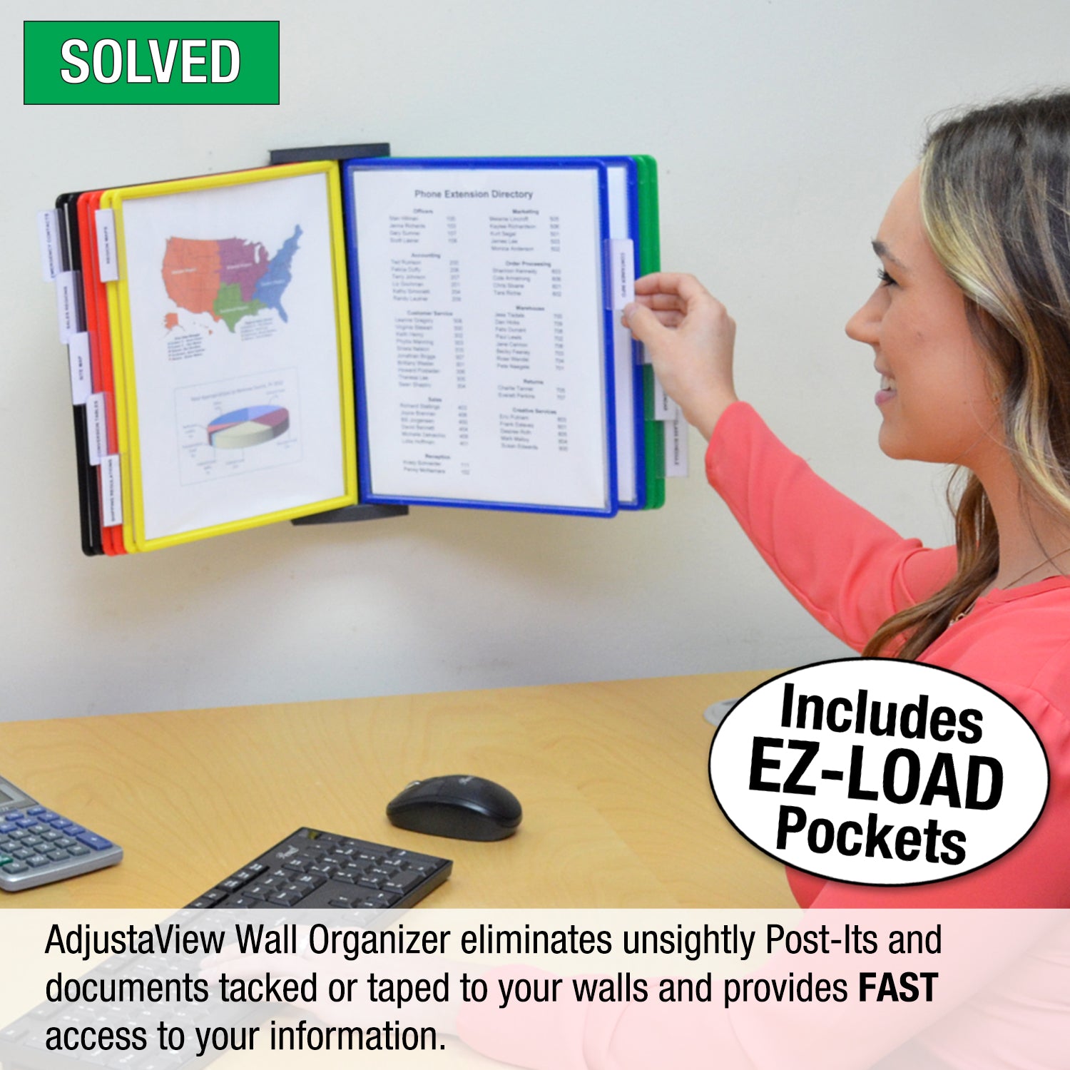 Aidata FDS006L Wall-Mount/Add-On Reference Organizer, 10 Panel