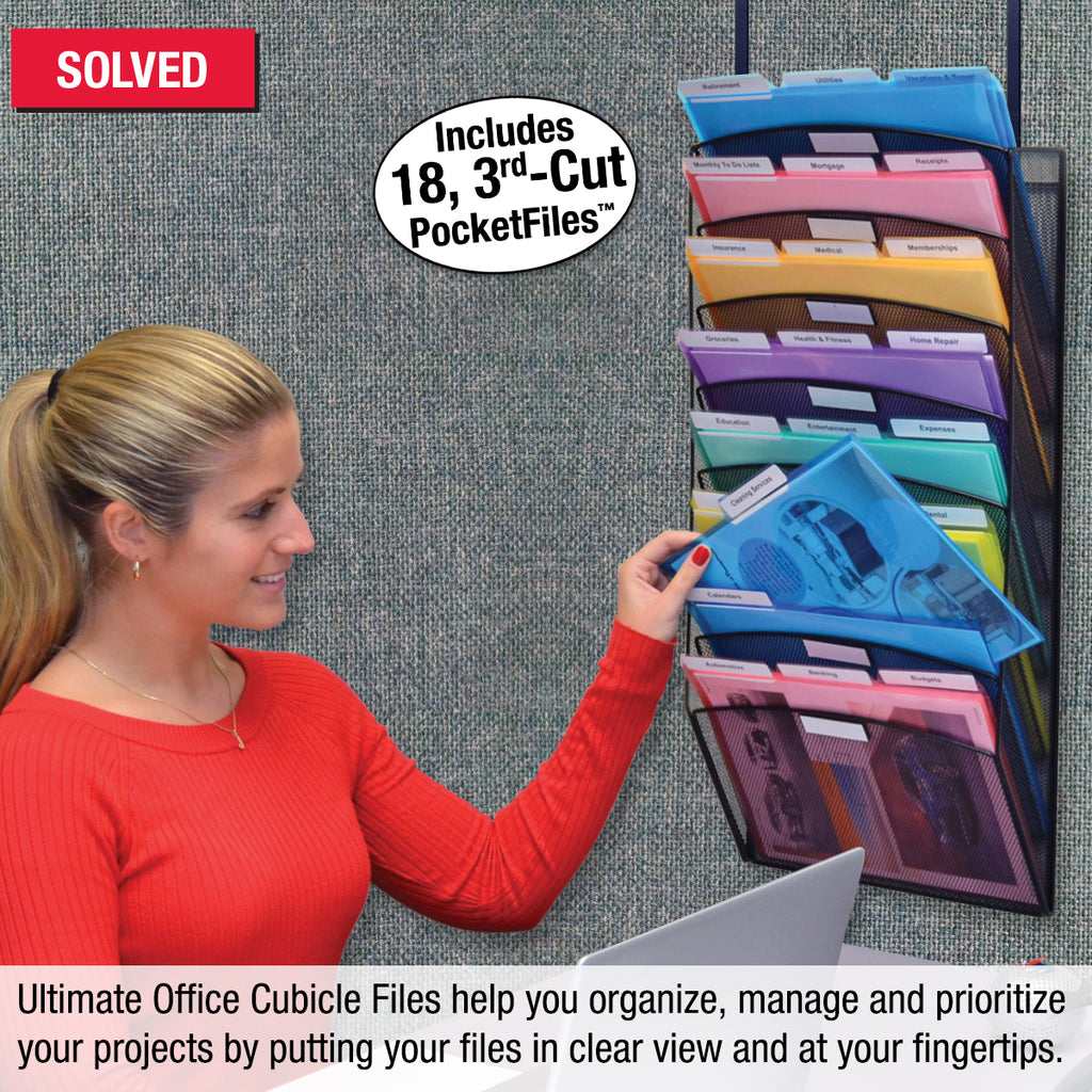 8-Slot Cubicle Mesh Wall File w/ PocketFiles | Ultimate Office