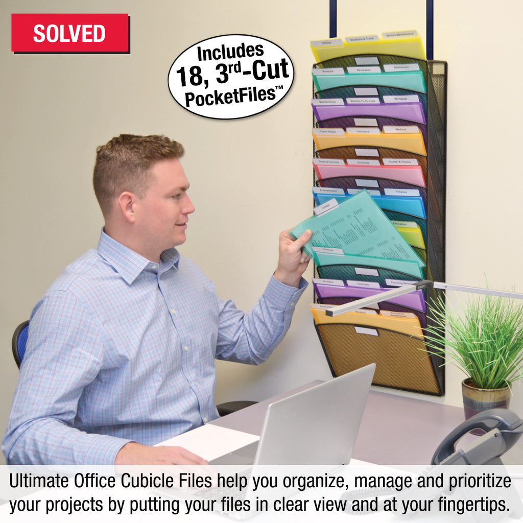 10-Slot Cubicle Mesh Wall File w/ PocketFiles | Ultimate Office
