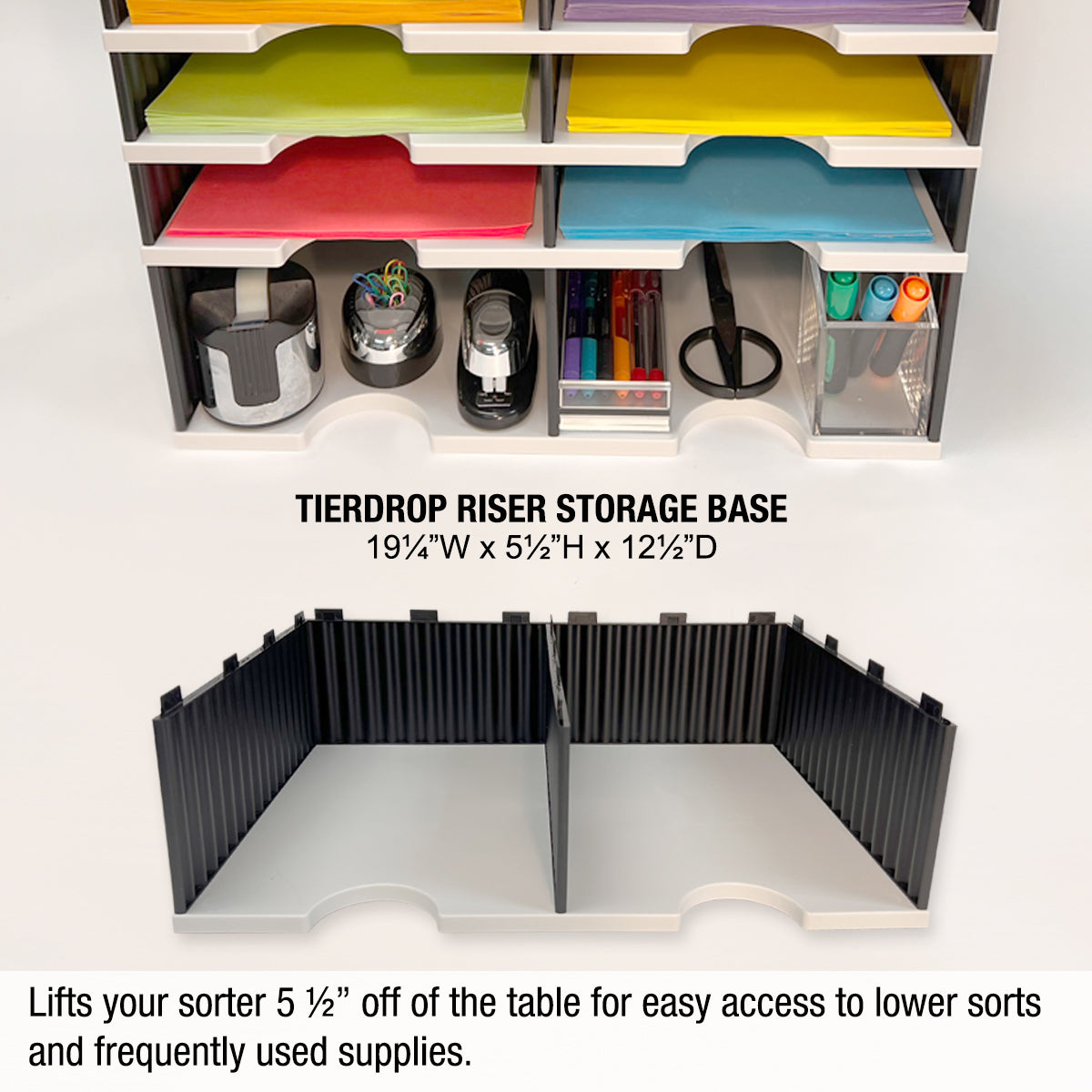 TierDrop PLUS 20-Slot with Riser Storage Base, 19"w Sorter| Ultimate Office