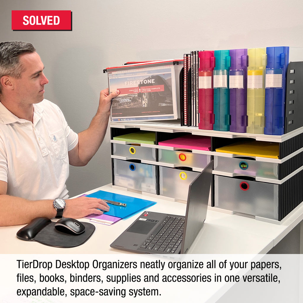 Desktop Organizer 6 Slot Sorter, Riser Base, Hanging File, 3 Storage ...