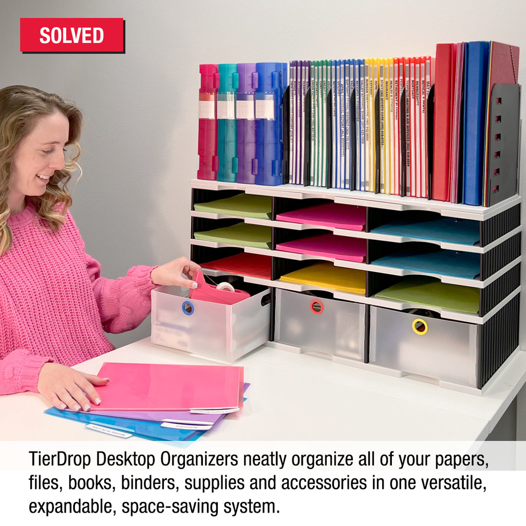 Desktop Organizer 9 Slot Sorter, Riser Base, Vertical File Top & 3 ...