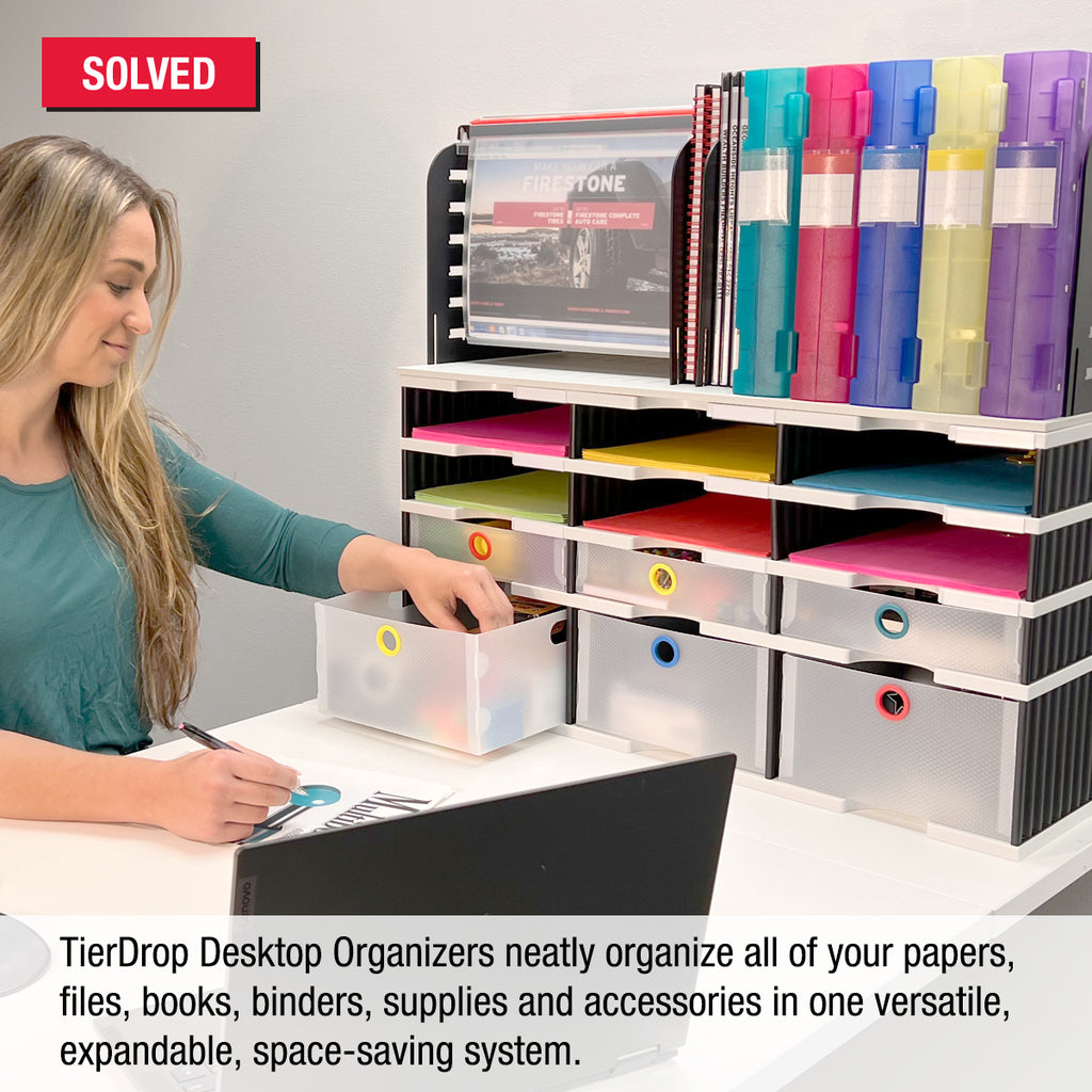 Desktop Organizer 9 Slot Sorter, Riser Base, Hanging File, 3 Storage ...