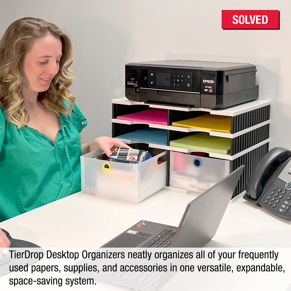 Desktop Organizer 4 Letter Tray Sorter Plus Riser Storage Base & 2 ...