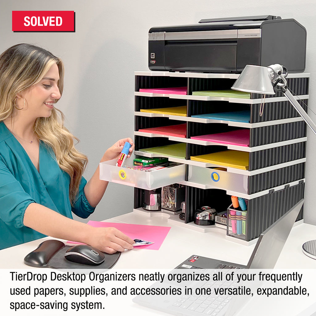 Desktop Organizer 10 Letter Tray Sorter Plus Riser Storage Base & 2 ...