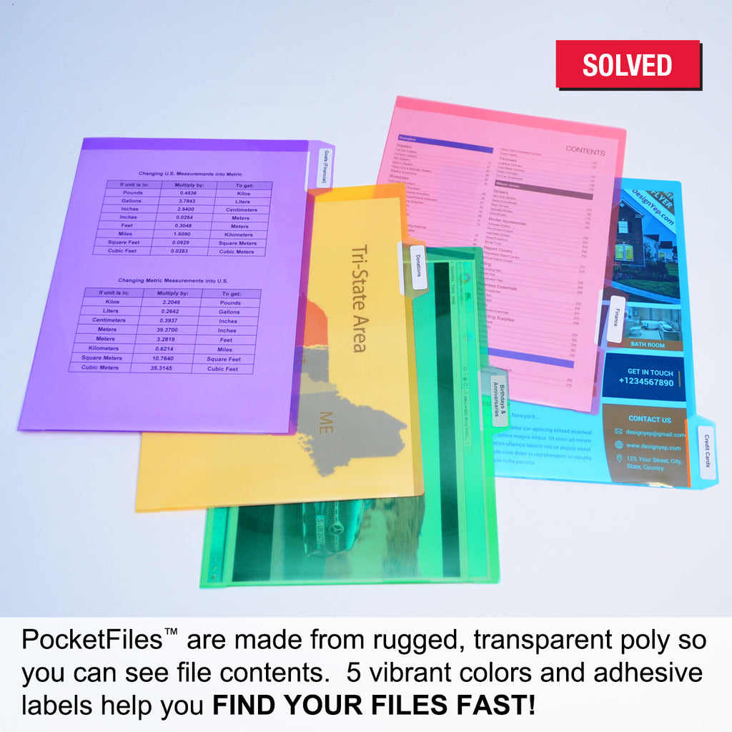 5th-cut letter size PocketFiles for paper organization | Ultimate Office