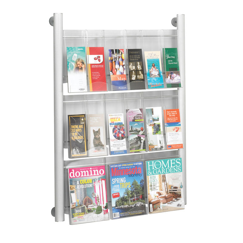 Deluxe 9 Magazine/18 Pamphlet Wall Display - Silver | Ultimate Office