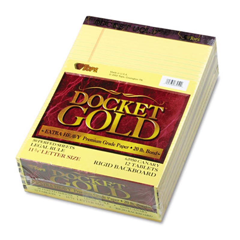 Docket Gold Perforated Pads, Wide Rule, Ltr Size | Ultimate Office