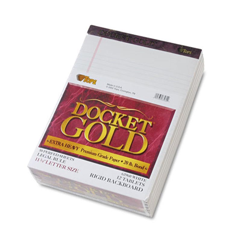 Docket Gold Perforated Pads, Wide Rule, Ltr Size | Ultimate Office