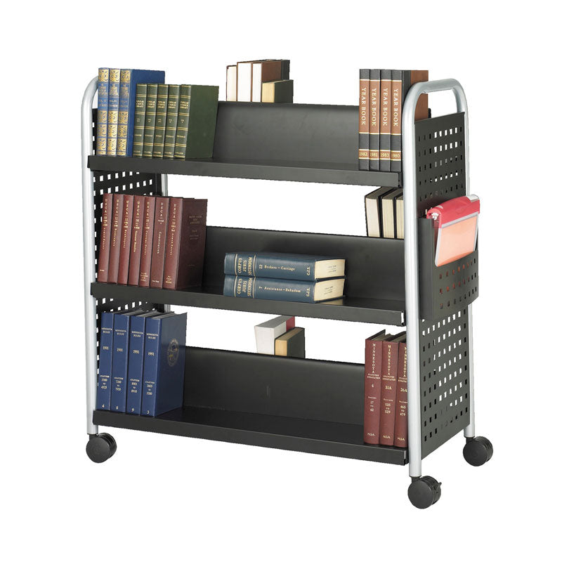 Double Sided 6 Shelf Book Cart - Black | Ultimate Office