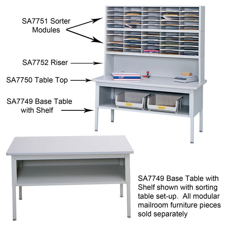 E-Z Sort Sorting Table with Shelf - Gray | Ultimate Office