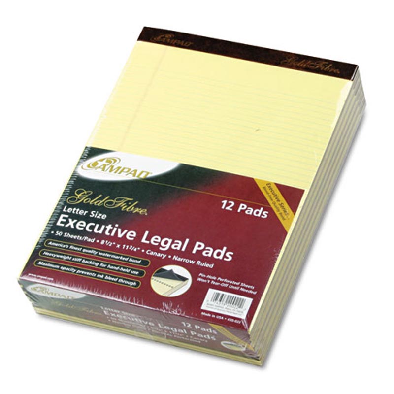 Gold Fiber Writing Pads, Narrow Rule, Ltr Paper | Ultimate Office
