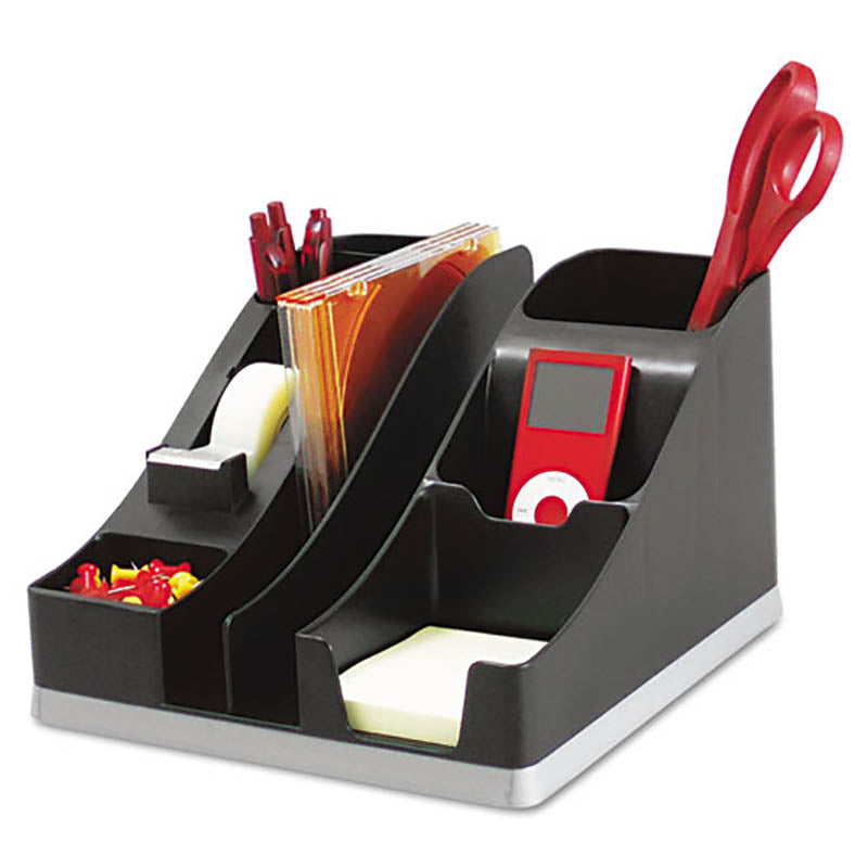 6-Compartment Desk Caddy,Black w/ Silver | Ultimate Office