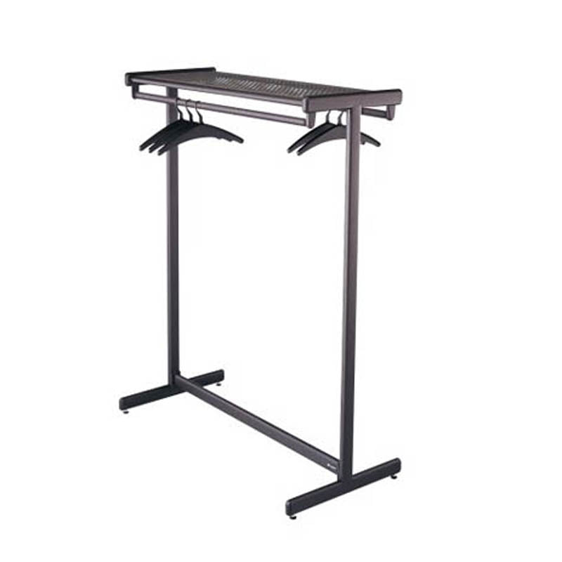 Double-Sided Garment Rack w/Shelf, Black Steel | Ultimate Office