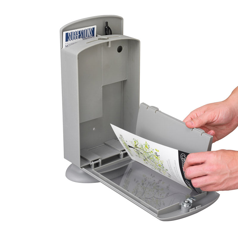 Plastic Customizable Locking Suggestion Box, Gray | Ultimate Office