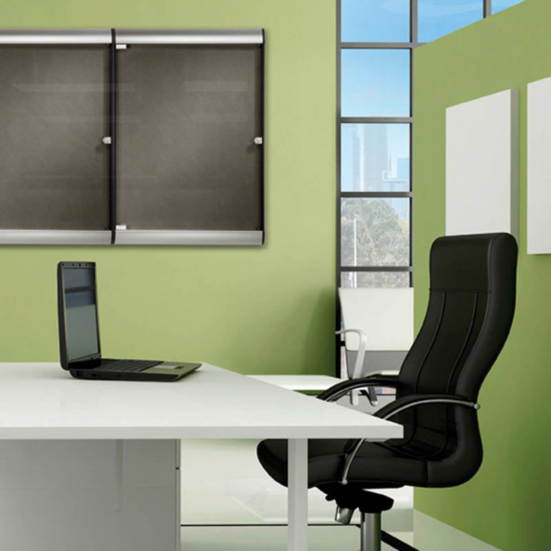 1-Door Enclosed Bulletin Board, w/ Vinyl Fabric | Ultimate Office