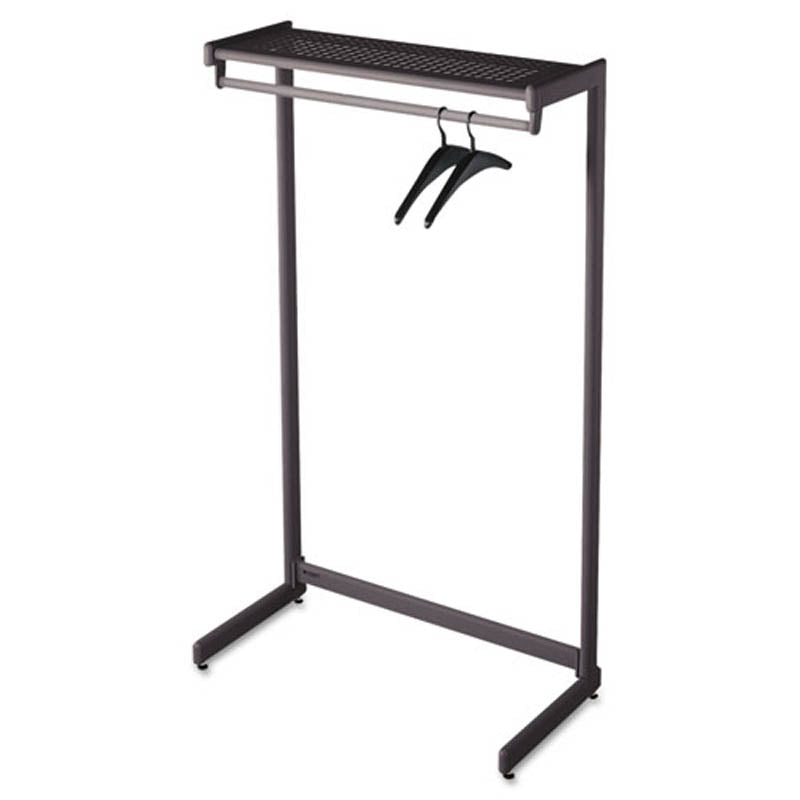 Single-Sided Garment Rack w/Hat Shelf, Black | Ultimate Office