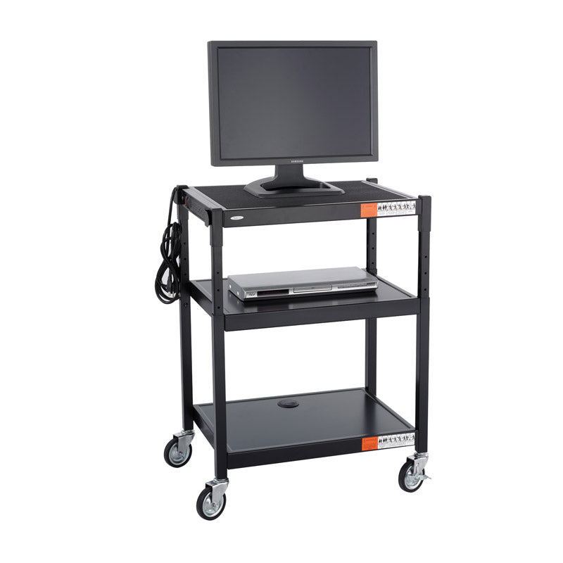 Steel Adj-Height Multimedia Cart w/ Elec Asmbly | Ultimate Office
