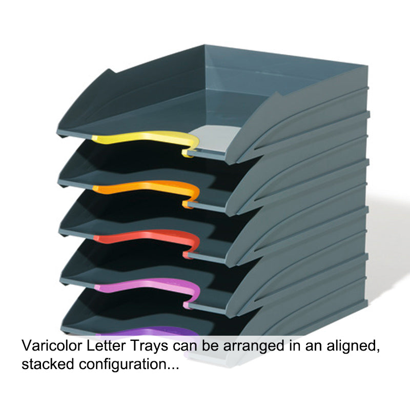 Varicolor Adj Letter Trays, Charcoal w/ Assorted | Ultimate Office